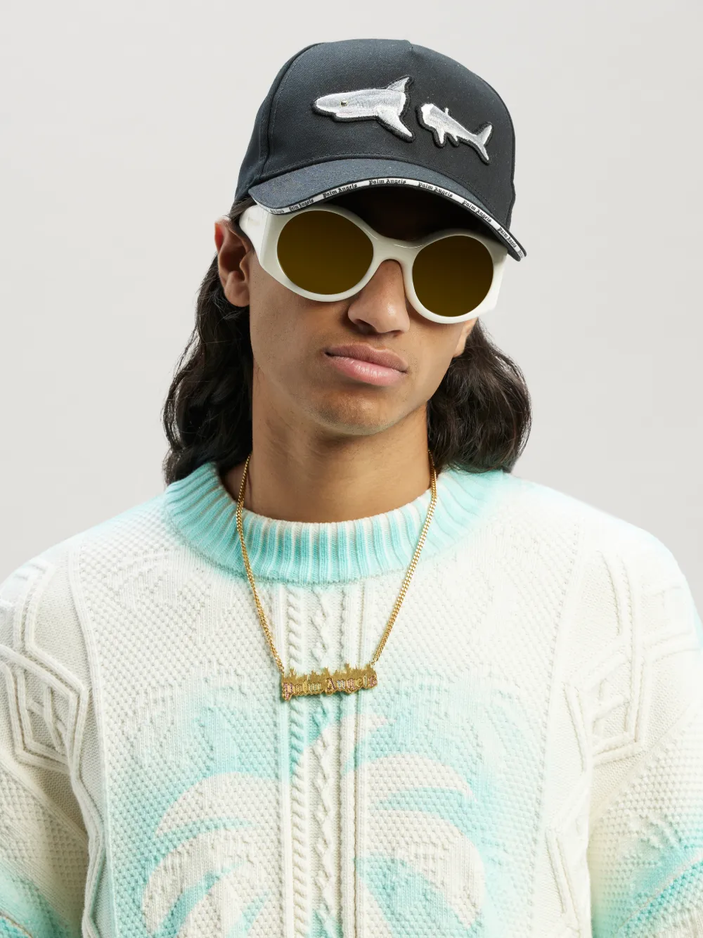 Broken Shark Cap in black - Palm Angels® Official