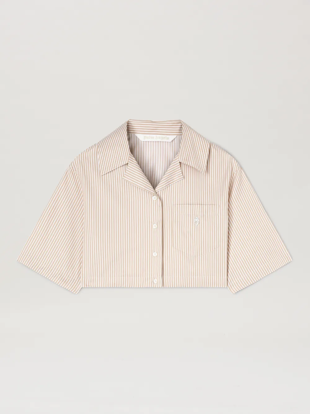 Curved Logo cropped shirt in 6203 camel - off white - Palm Angels® Official