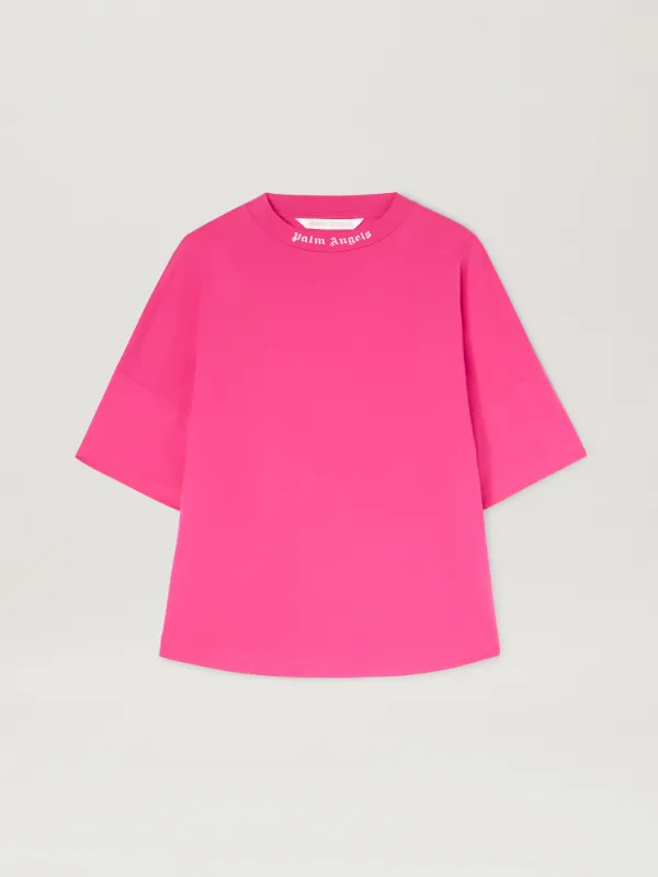 Curved Logo oversize T-shirt in 323c fuchsia - soft pink - Palm Angels ...