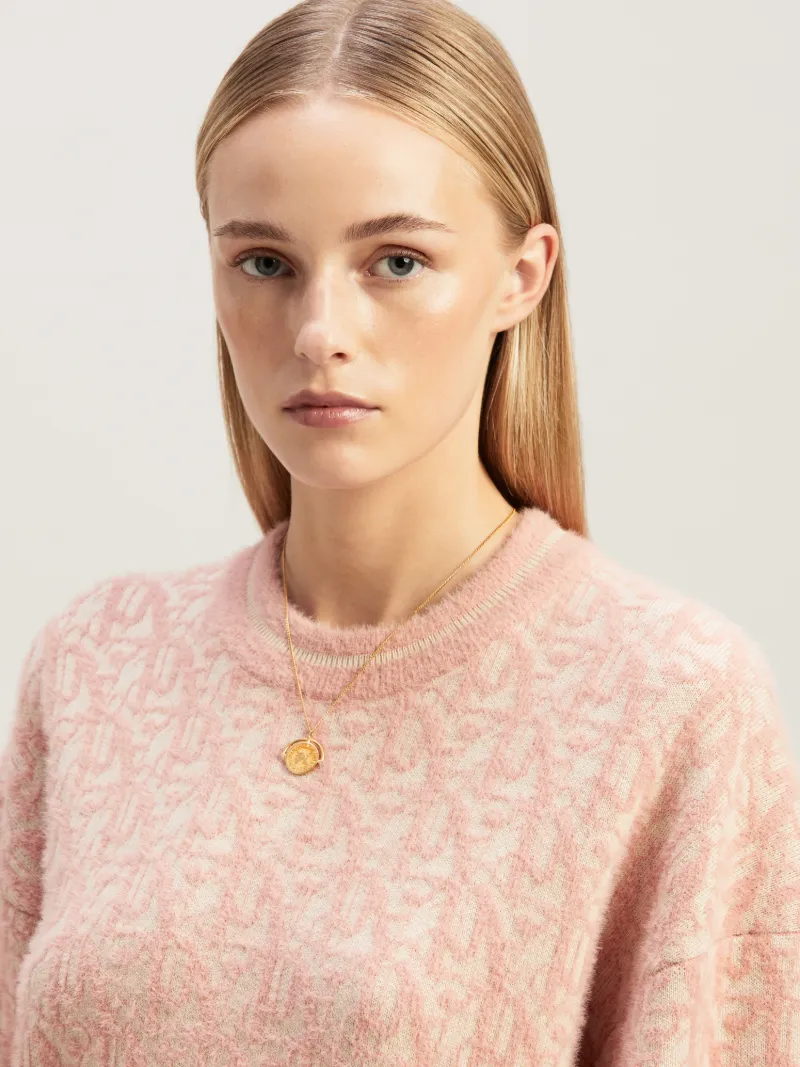Monogram Jacquard Sweater In Neutrals Palm Angels® Official