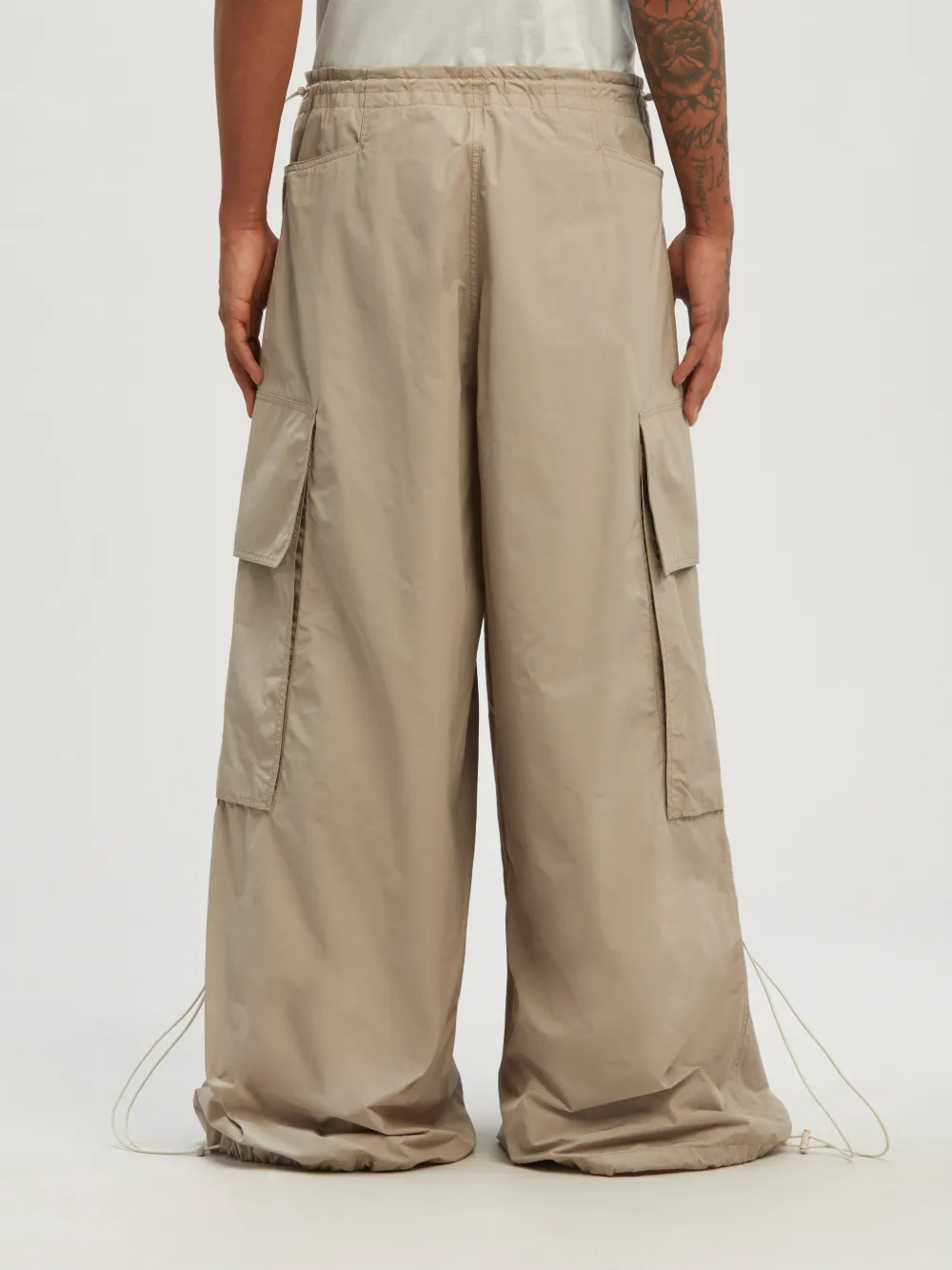 Monogram Parachute Pants in neutrals - Palm Angels® Official