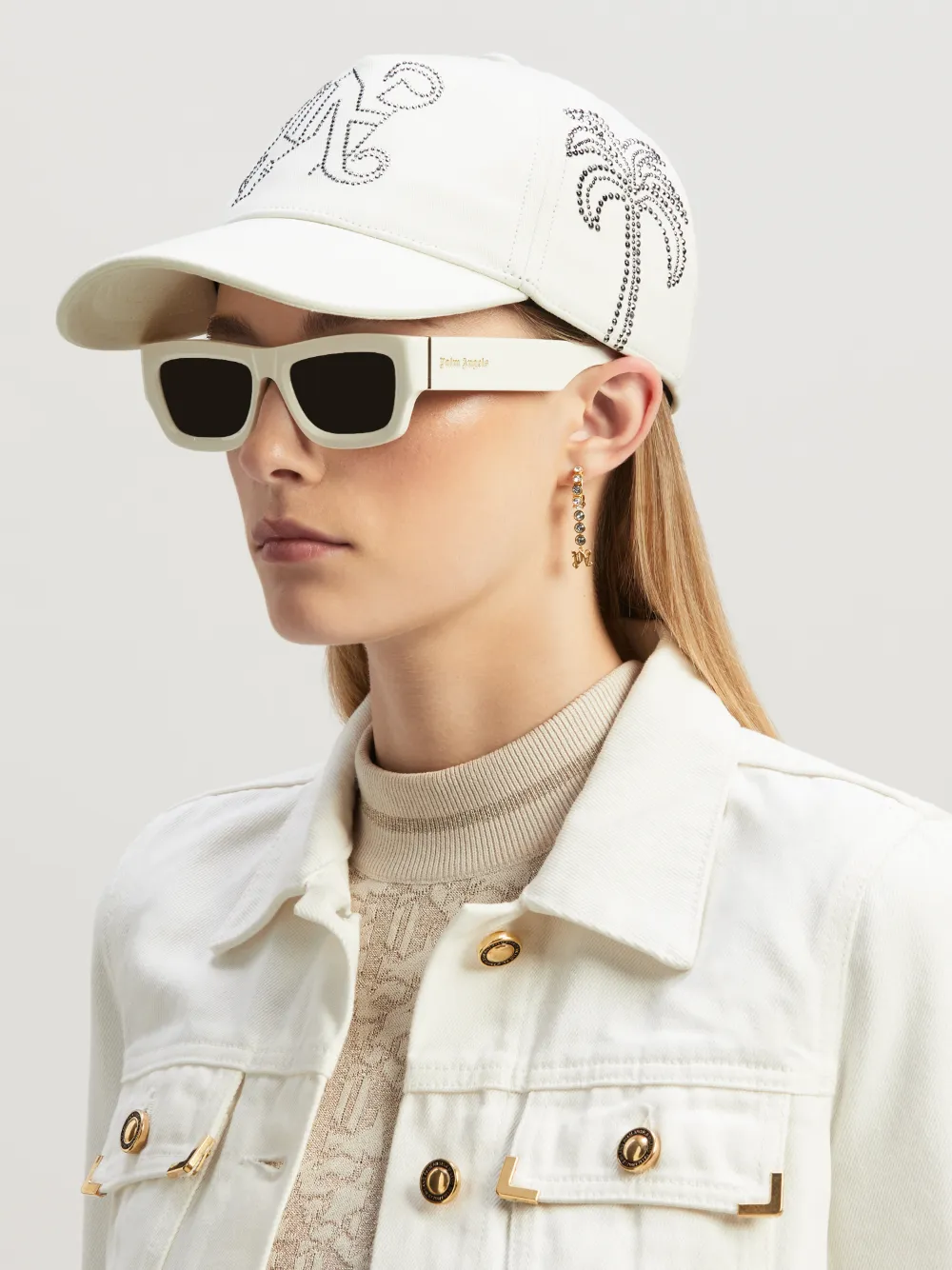 PA Milano Stud Cap in white - Palm Angels® Official