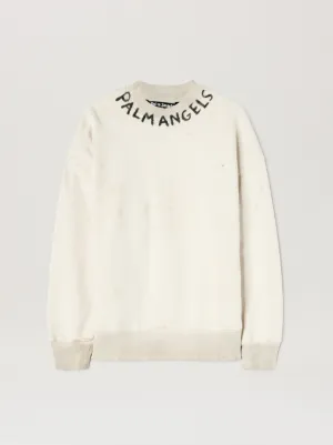 Palm Angels Logo Vintage Crewneck in white - Palm Angels® Official