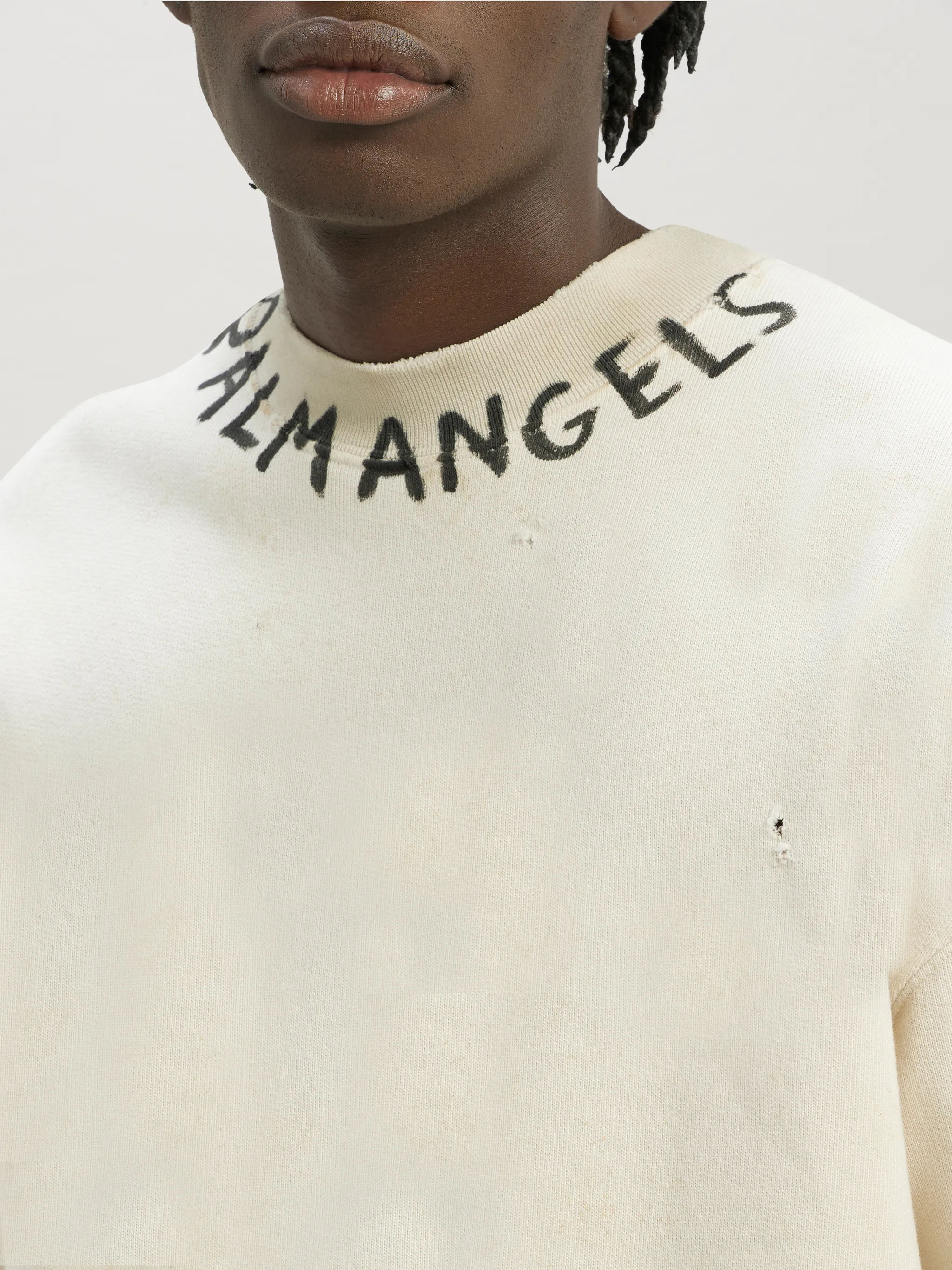 Palm Angels Logo Vintage Crewneck in white - Palm Angels® Official