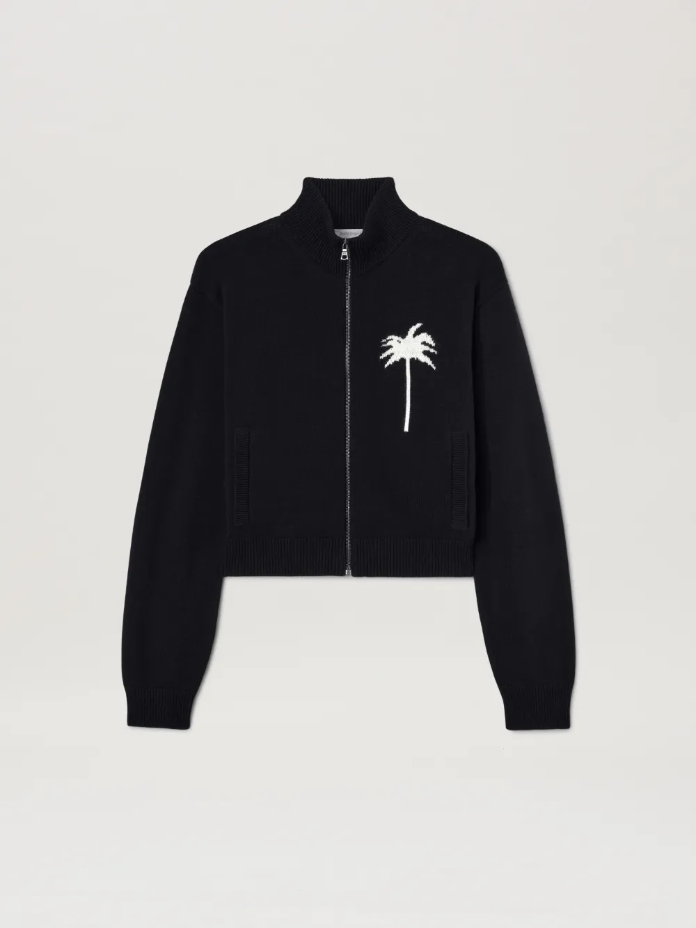 Palm Inlay Track knit jacket in 1003 black - off white - Palm Angels ...