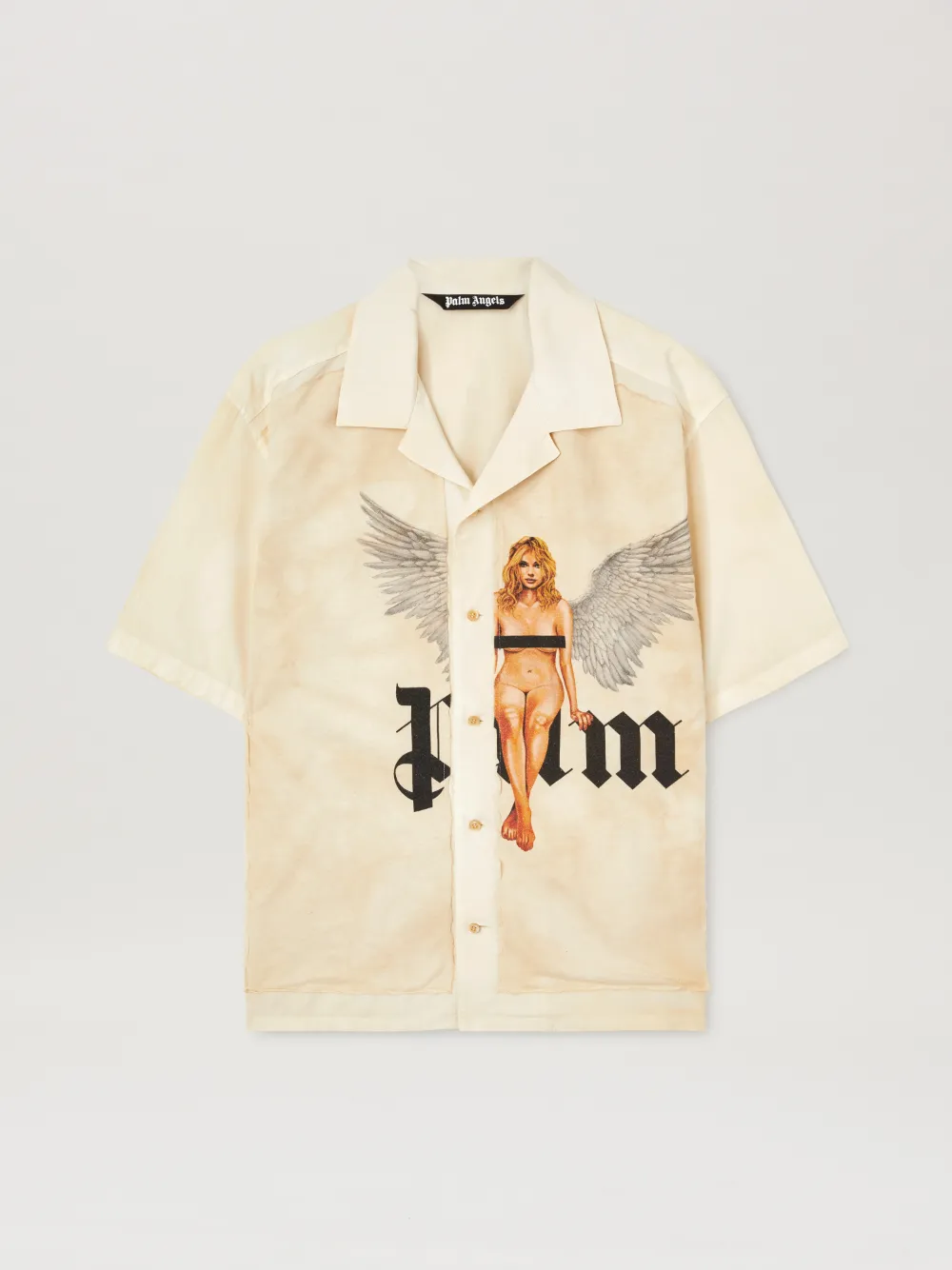 Pin Up Bowling Shirt in 0310 off white - black - Palm Angels® Official