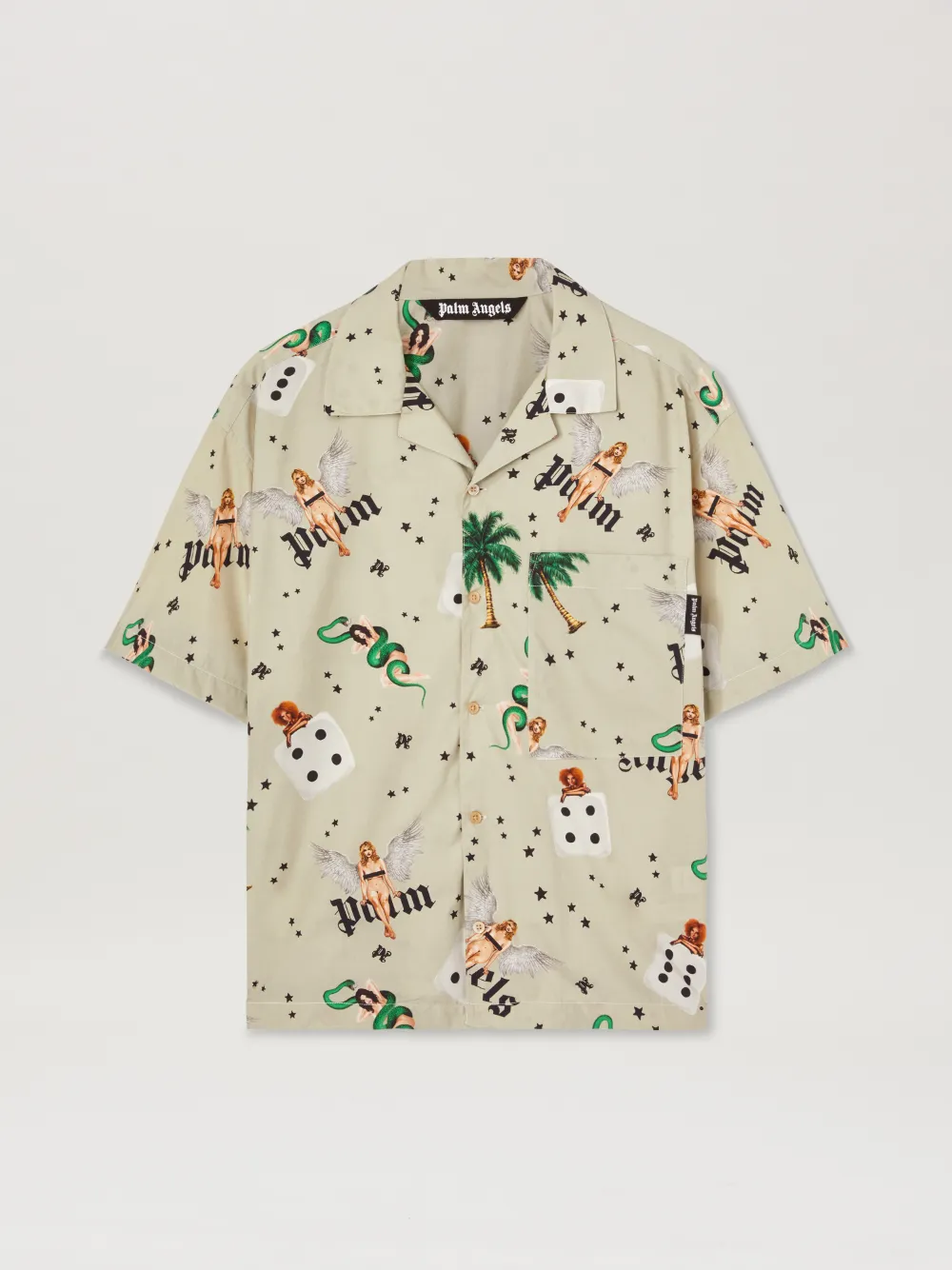 Pin up bowling shirt in 0b84 ivory - multicolor - Palm Angels® Official