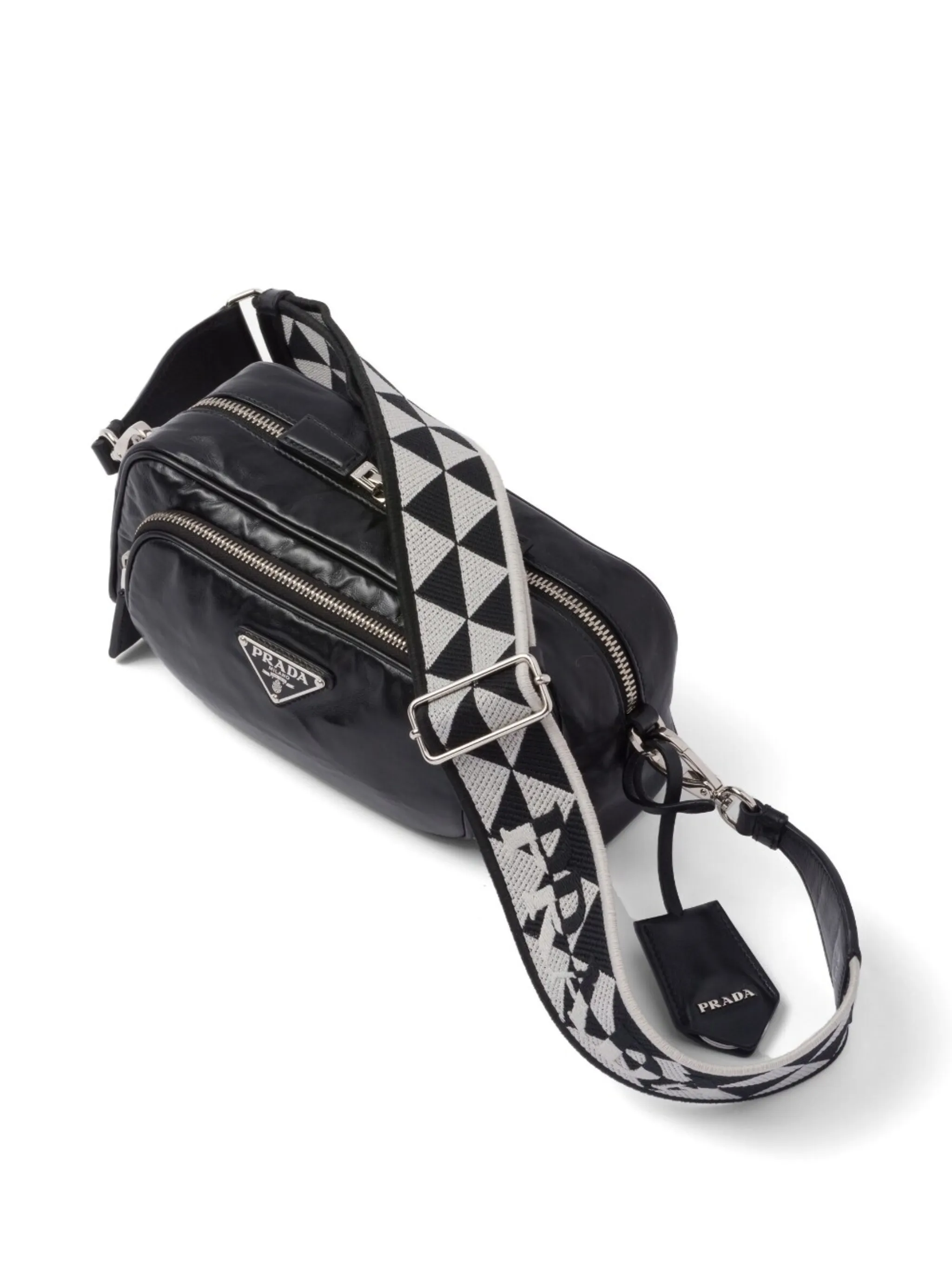 Logo Prada Prada Blue Vitello Move Leather Triangle Logo Card Case