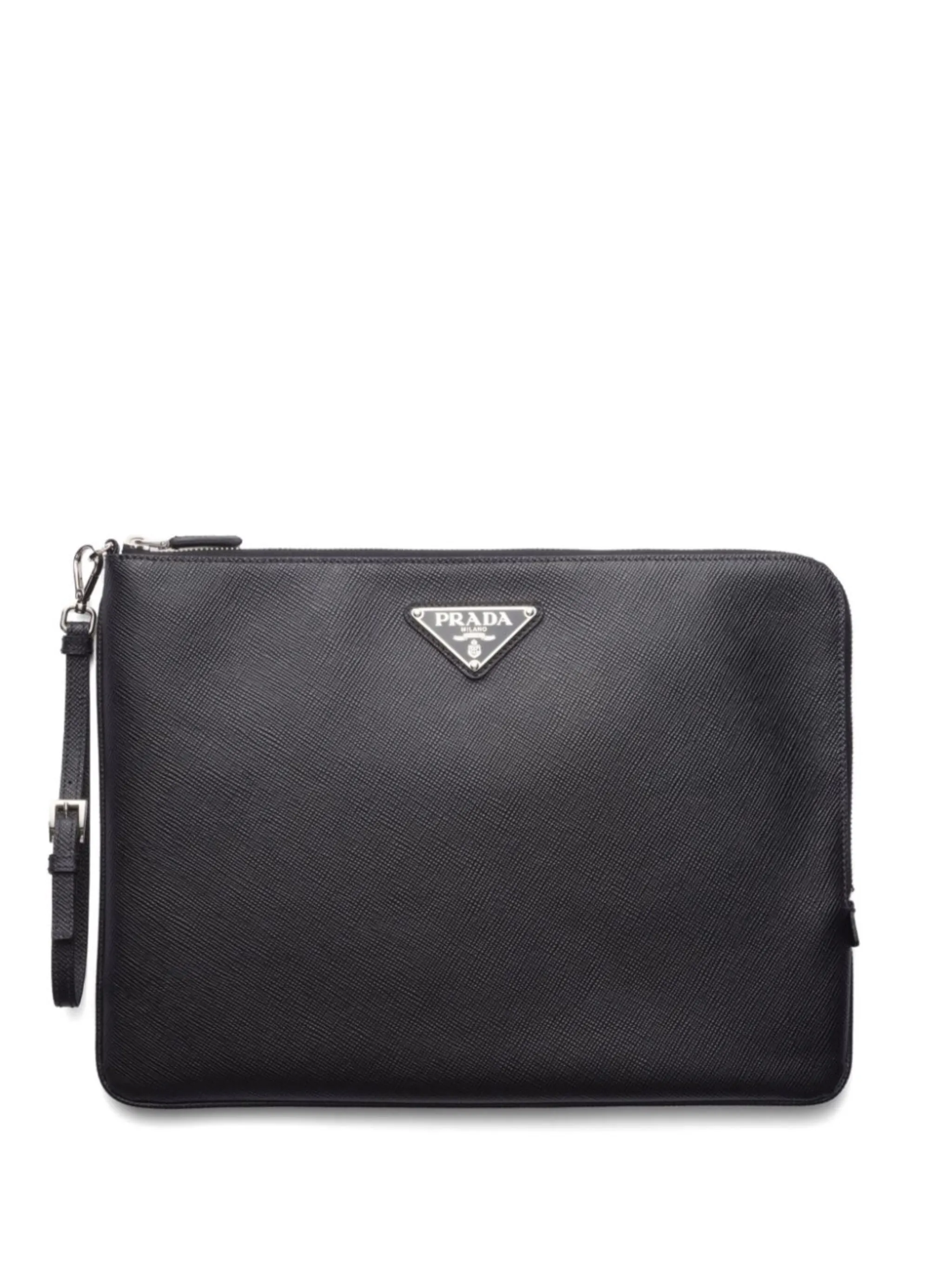 Prada triangle logo leather clutch bag Eraldo US