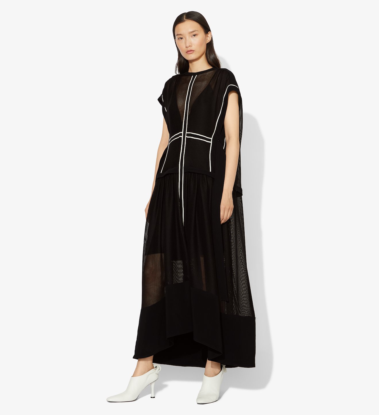 Proenza Schouler - Sheer Mesh Short Sleeve Cape Dress | Official Site Proenza Schouler - Sheer Mesh Short Sleeve Cape Dress | Official Site