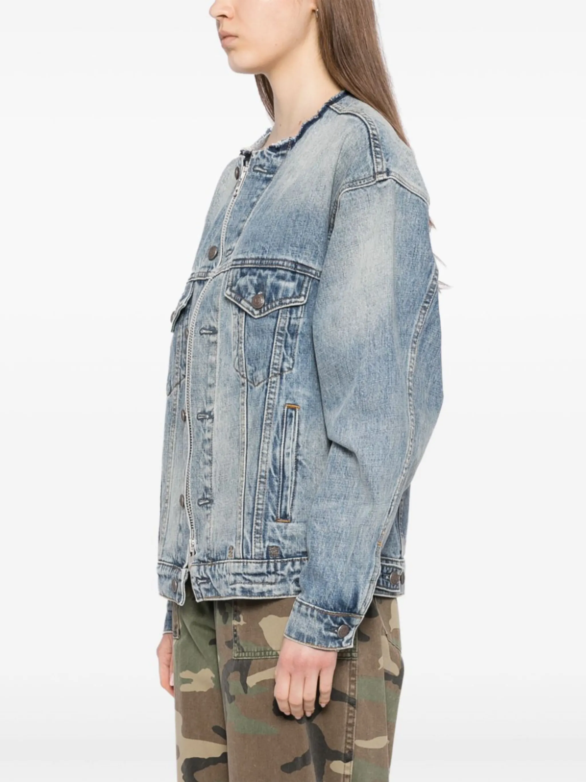 R13 collarless trucker jacket | Eraldo.com US