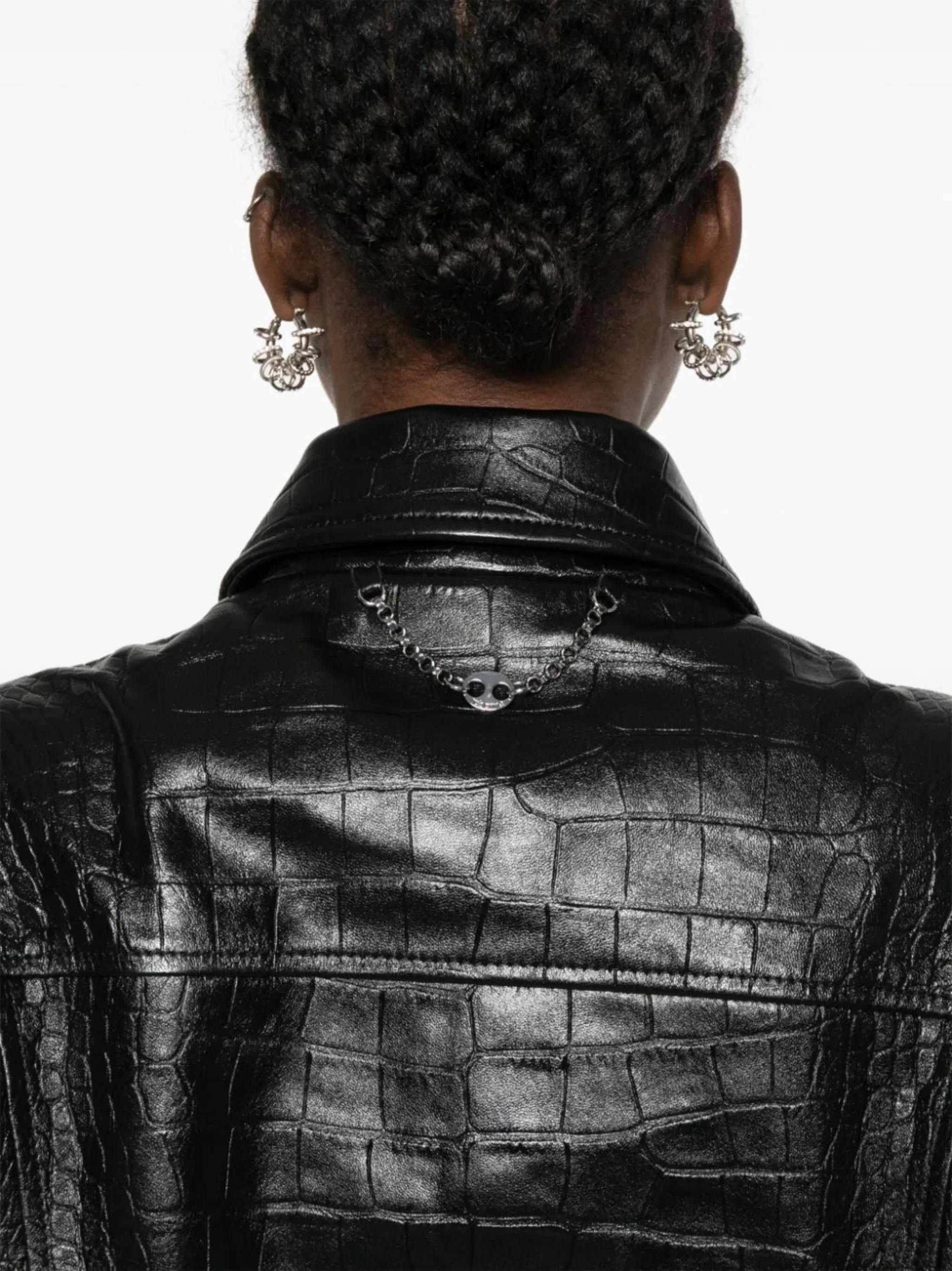 Rabanne crocodile-embossed leather jacket | Eraldo.com UK