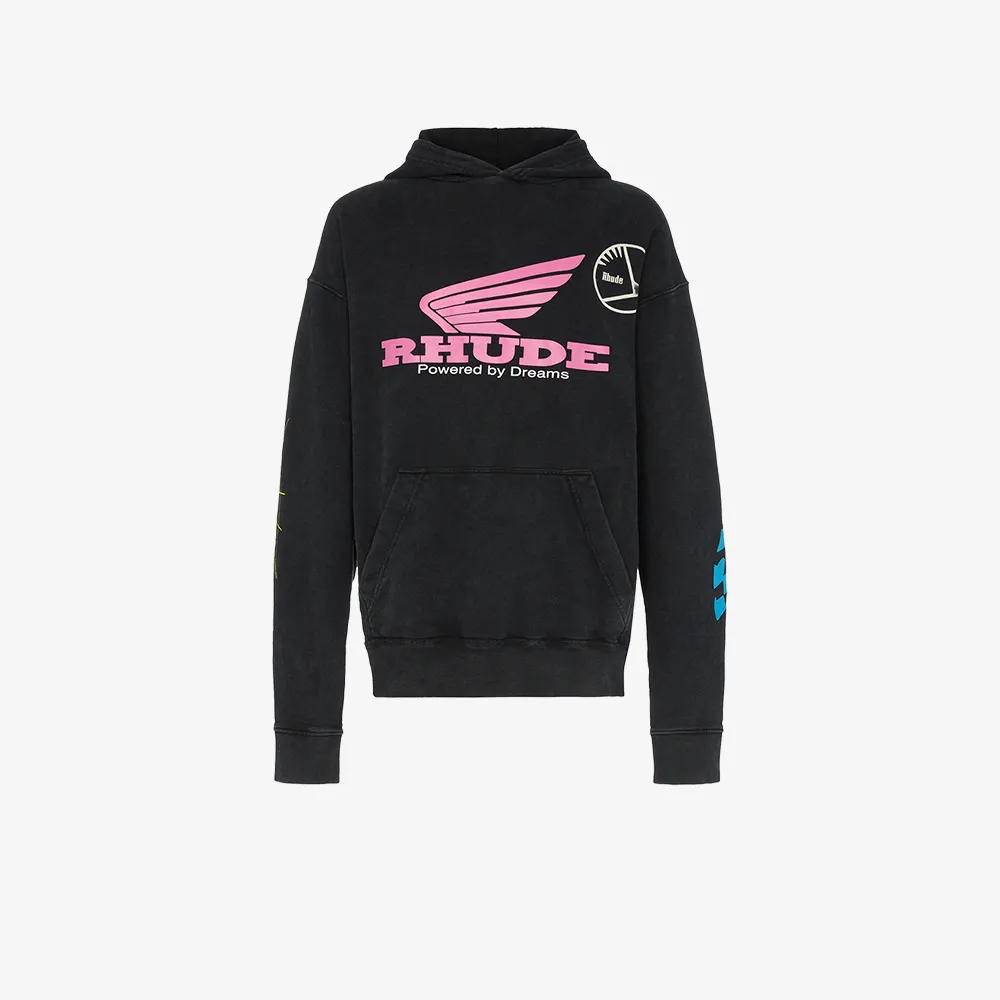 Rhude logo print cotton hoodie | Browns