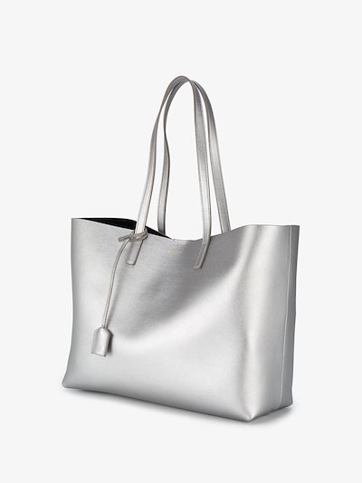Saint Laurent Silver Leather shopper tote Bag | Browns