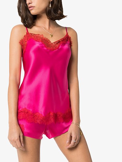 Sainted Sisters Hot pink Scarlett lace trim silk camisole | Browns