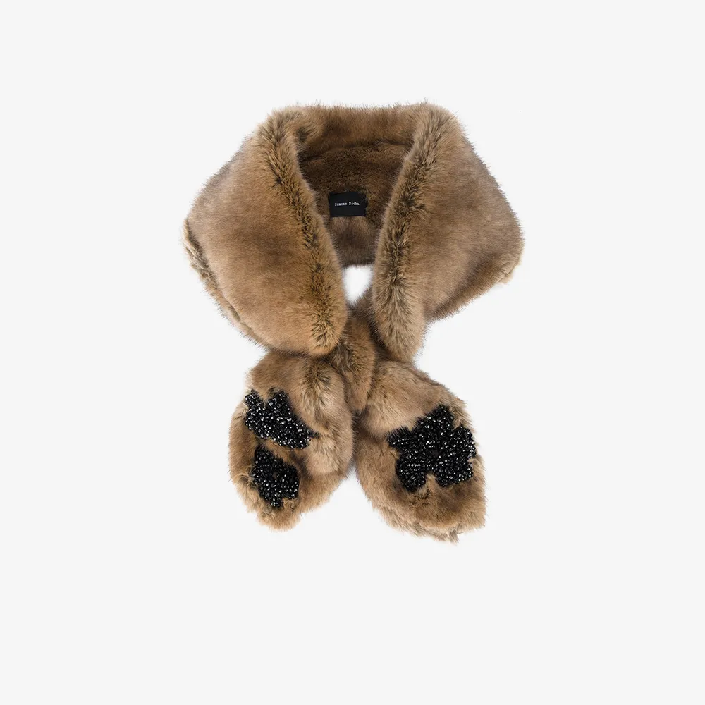 Simone Rocha beaded faux fur scarf | Browns