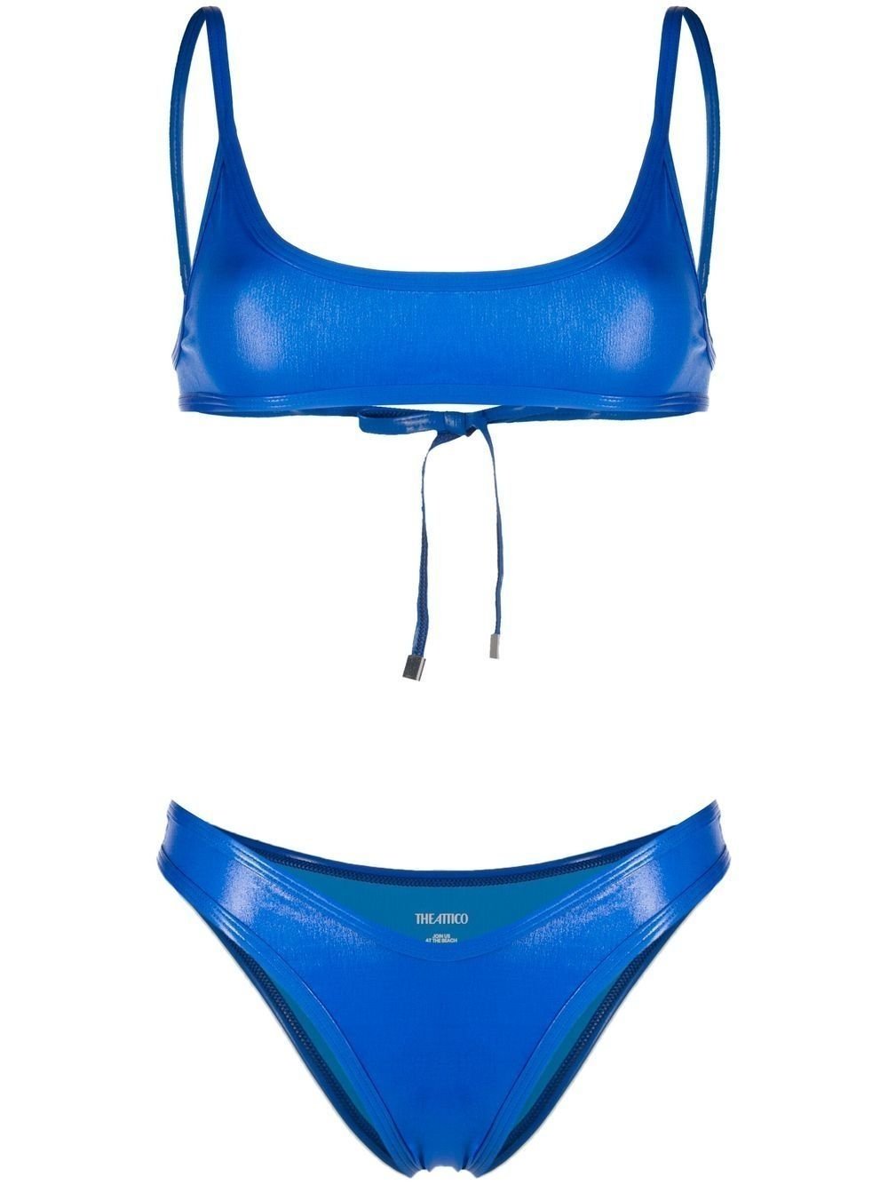 The Attico high-shine bikini set blue | MODES