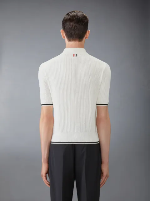 Half & Half Textured Stitch Relaxed Fit Ss Polo In Cotton W Half & Half Textured Stitch Relaxed Fit Ss Polo In Cotton W