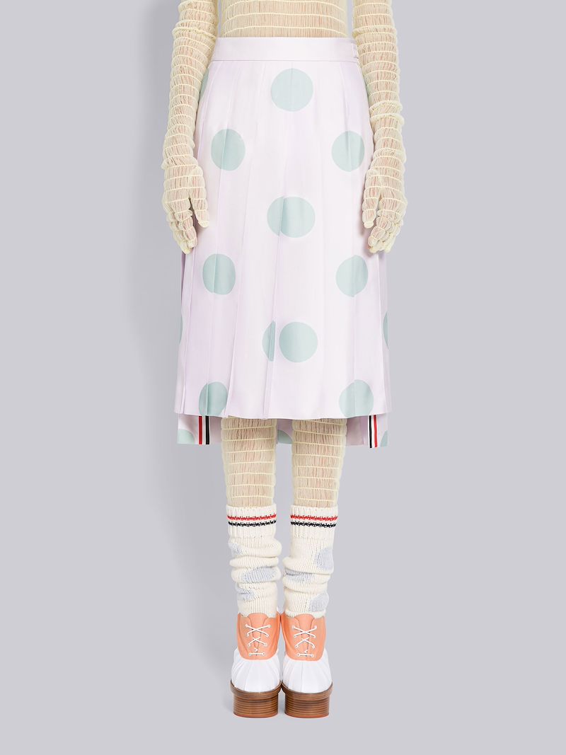Silk Twill Polka Dot Classic Pleated Skirt Thom Browne Official