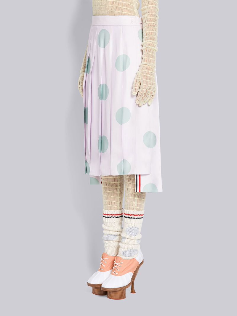 Silk Twill Polka Dot Classic Pleated Skirt Thom Browne Official