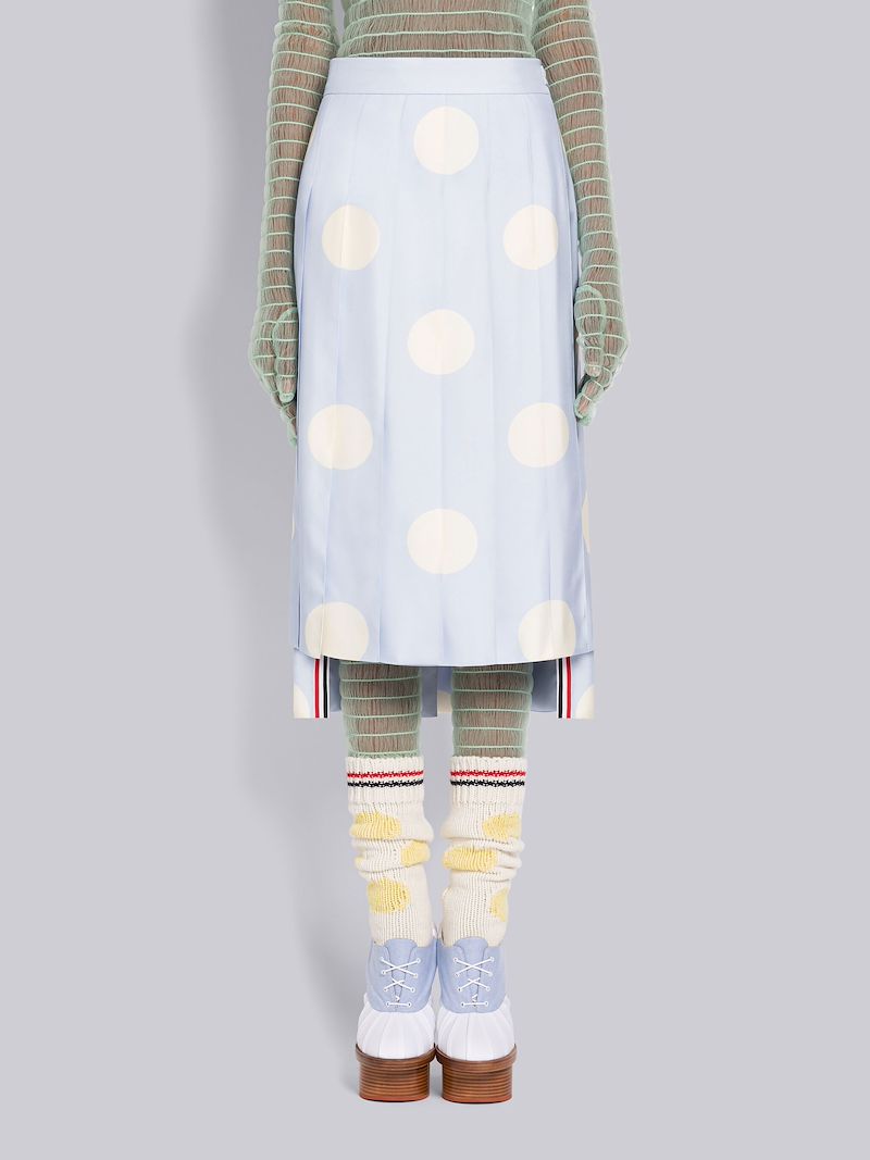 Silk Twill Polka Dot Classic Pleated Skirt Thom Browne Official