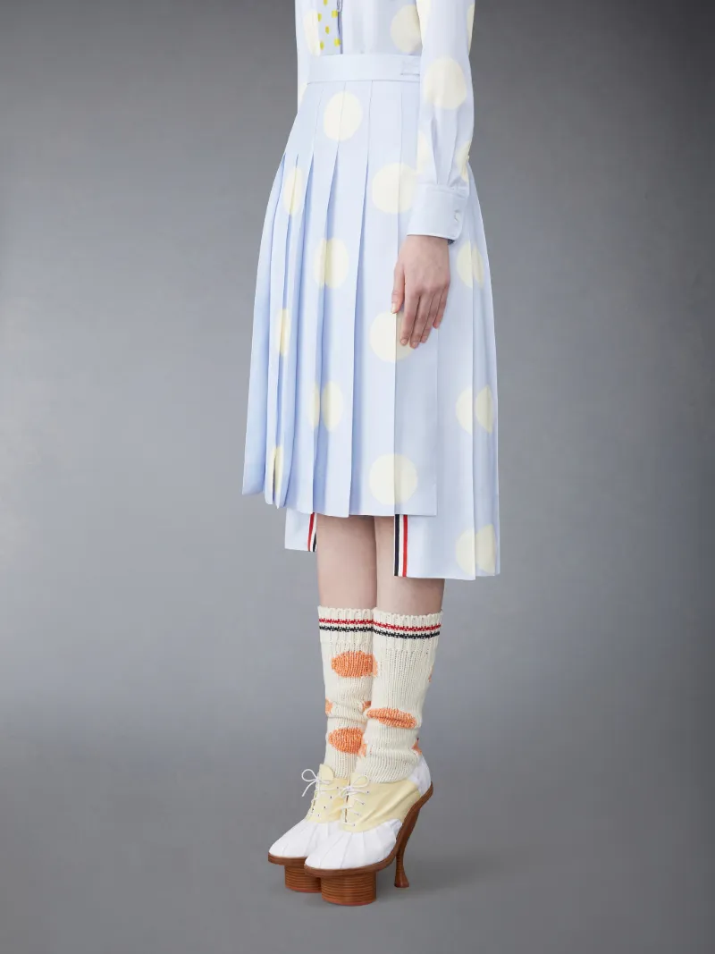 Silk Twill Polka Dot Classic Pleated Skirt Thom Browne
