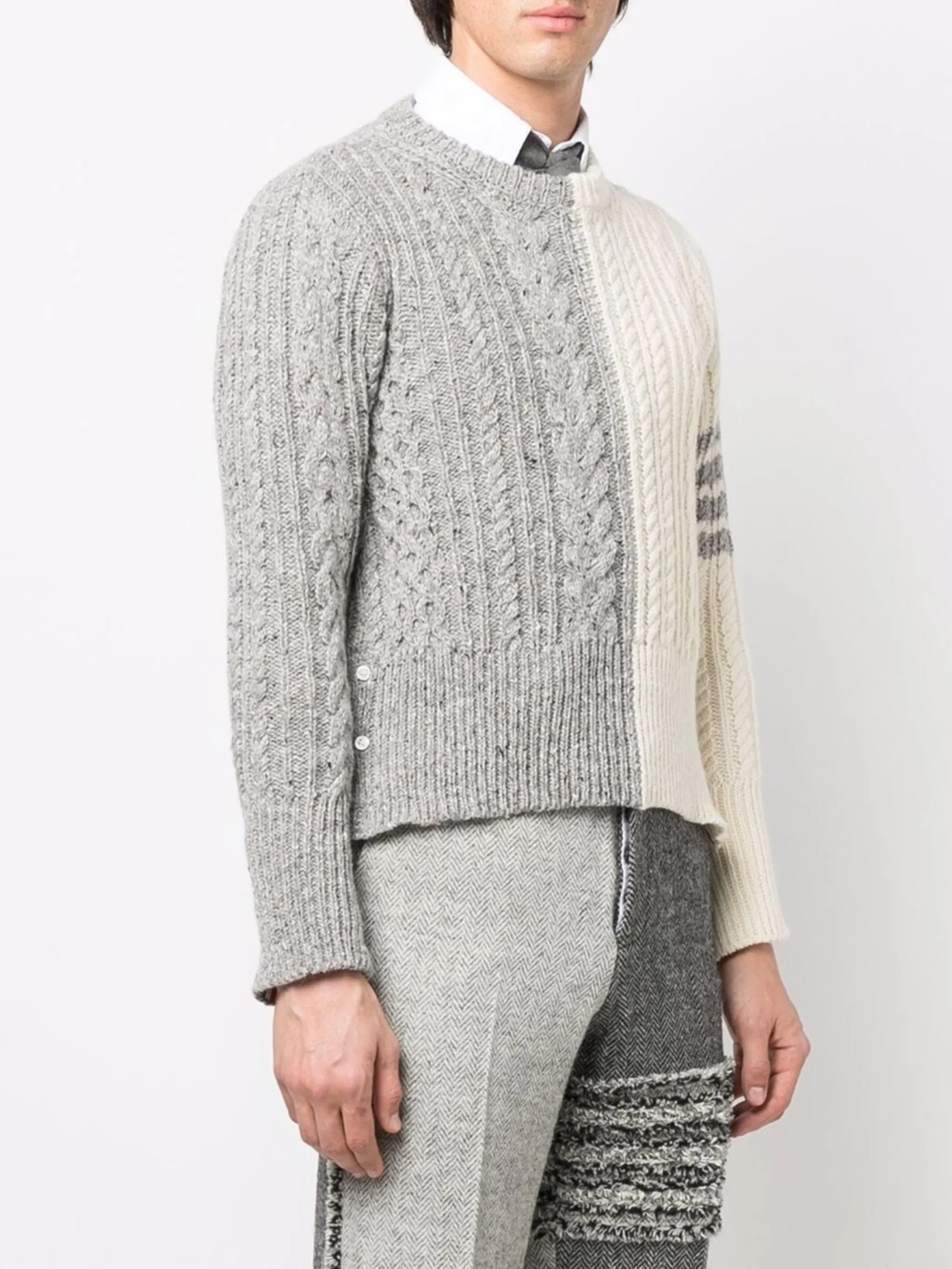 Thom Browne two-tone cable-knit jumper | Eraldo.com KM Thom Browne two-tone cable-knit jumper | Eraldo.com KM