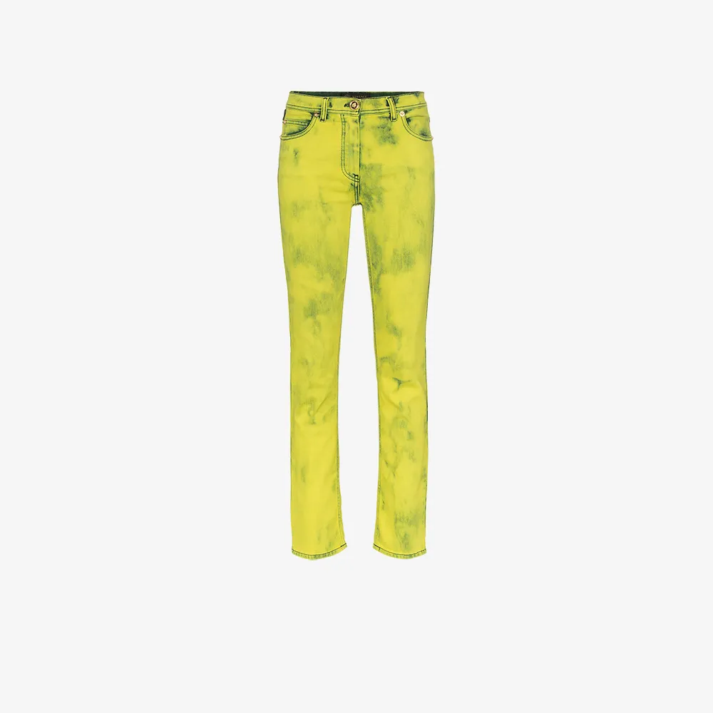 Versace acid wash logo label skinny jeans | Browns